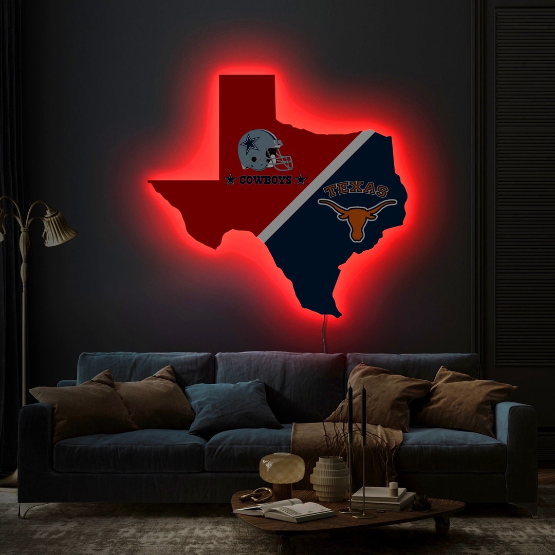 Texas Neon Sign Texas Team Logos Decor Longhorn Light Sign - Etsy