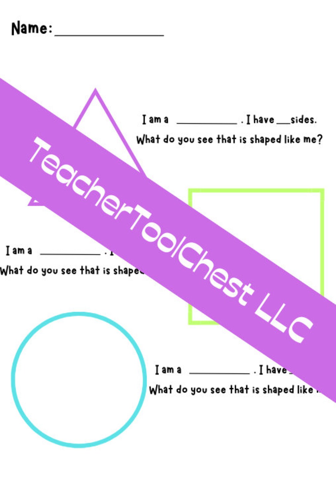 Kindergarten Pre-k Shapes Worksheet - Etsy