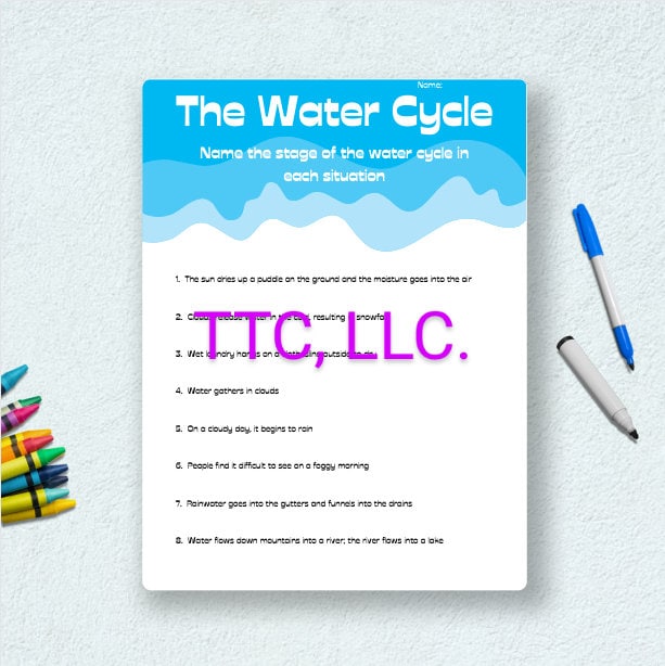 The Water Cycle Elementary Science Worksheet - Etsy