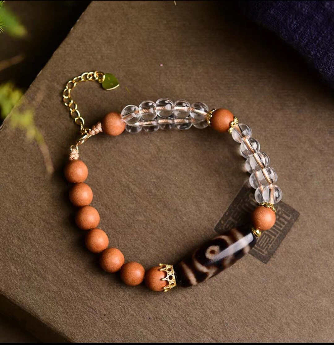Three-eyed Dzi Bracelet【18cm Long * 10mm Round Beads *】 - Etsy