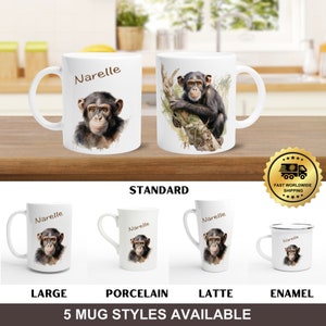 Personalized Chimpanzee Mug Porcelain Enamel Coffee Tea Latte Mug Cup ...