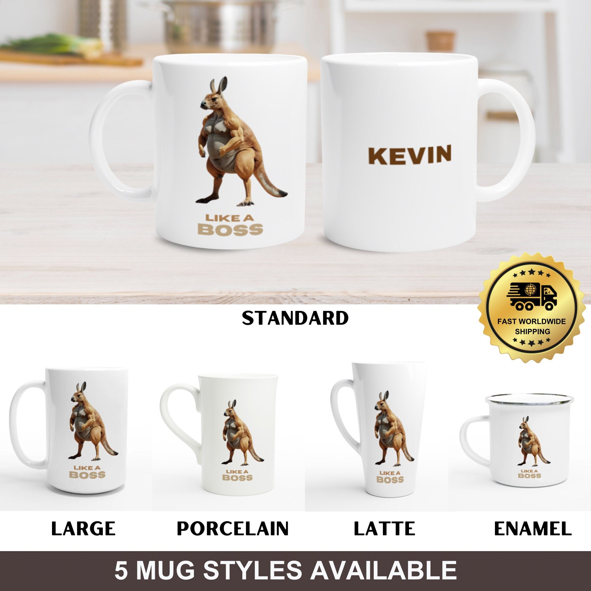 Personalized Like a Boss Kangaroo Mug: Aussie Coffee Mug - Etsy