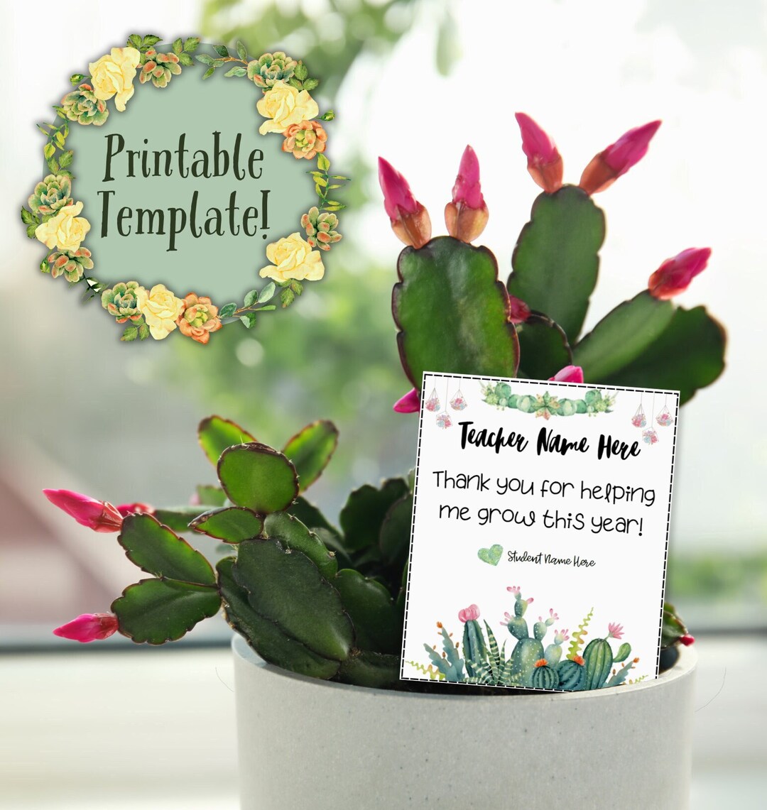 Editable Printable Teacher Gift Tag - Thank You for Helping Me Grow ...