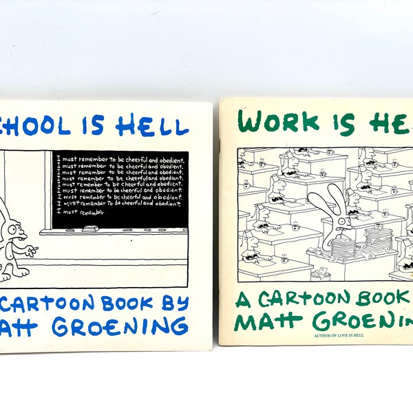 Comic Booklets School is Hell, Work is Hell, Matt Groening, Vintage ...