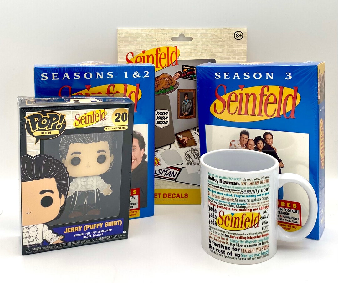 Seinfeld Gift Box Seasons 1-3 Dvds, Decals, Funko Pop Pin, and Quotes ...