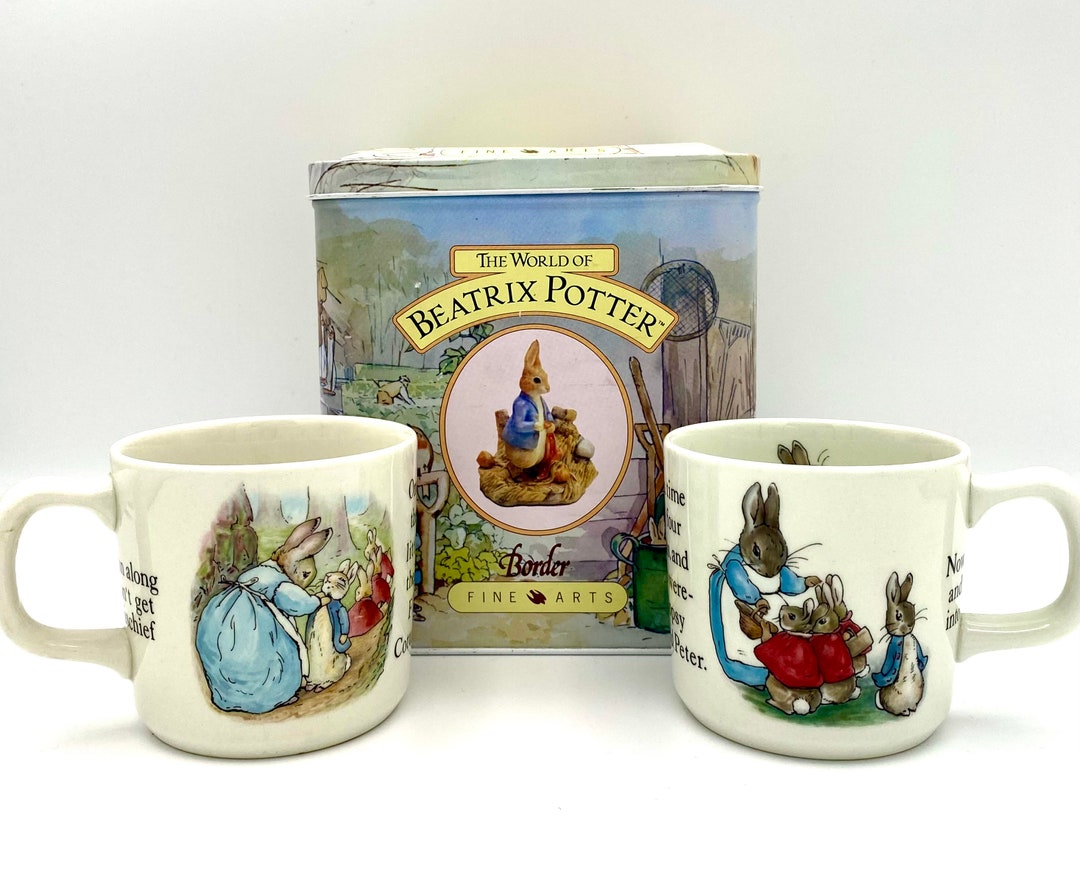Beatrix Potter Gift Box Mrs. Rabbit at Work Tin and Wedgwood Cups set ...