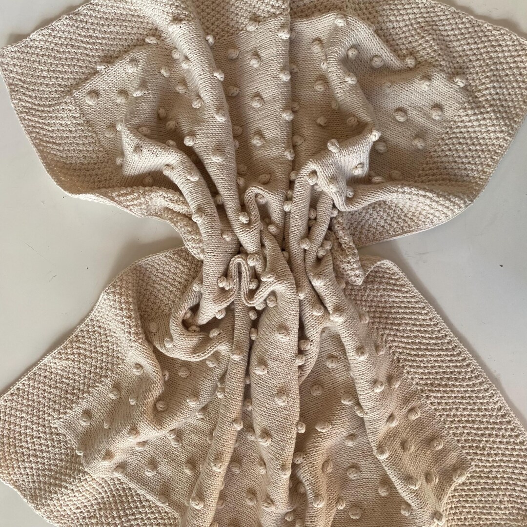 Cream Color Neutral Crochet Baby Crib Blanket, Handmade Organic Cotton ...