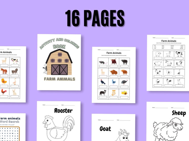 Printable Preschool Worksheets Activity and Coloring Book Farm Animals ...