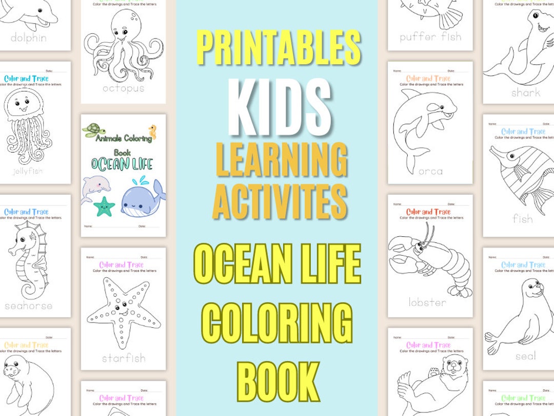 Ocean Life Printable Preschool Worksheets Coloring Workbook for ...