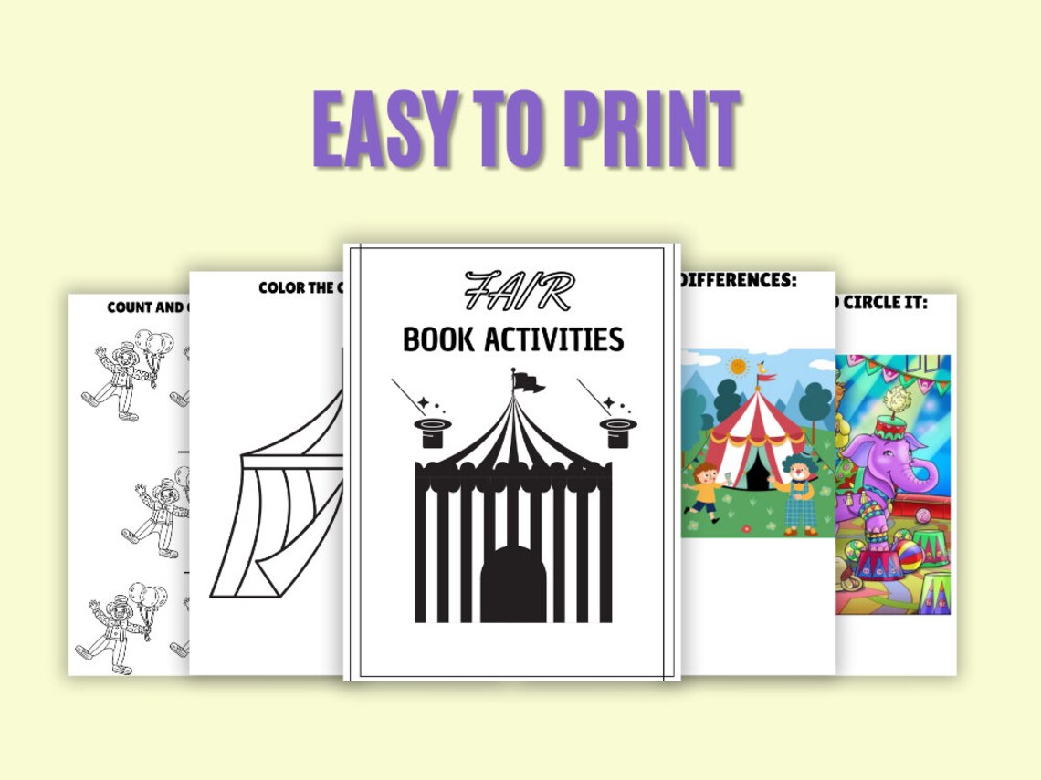 Printable Preschool Worksheets FAIR BOOK ACTIVITIES Preschool Workbook ...