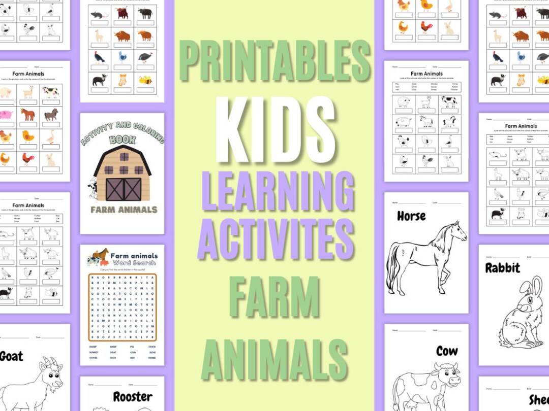 Printable Preschool Worksheets Activity and Coloring Book Farm Animals ...