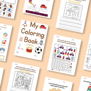 Printable Preschool Worksheets Coloring Book TOYS - Etsy
