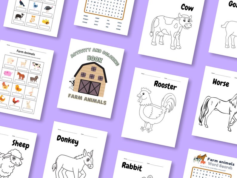Printable Preschool Worksheets Activity and Coloring Book Farm Animals ...