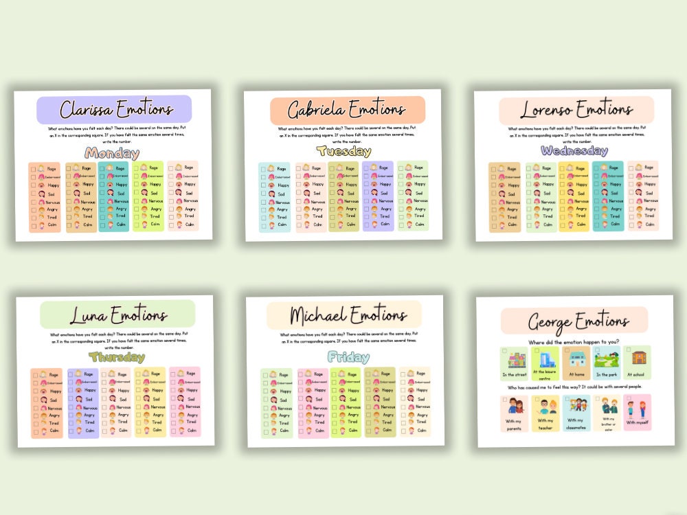Editable Daily Emotion Chart Kindergarten Preschool Homeschool ...