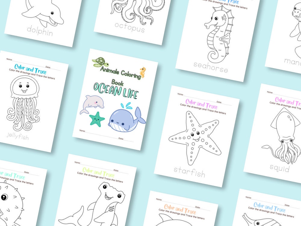 Ocean Life Printable Preschool Worksheets Coloring Workbook for ...