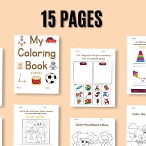 Printable Preschool Worksheets Coloring Book TOYS - Etsy