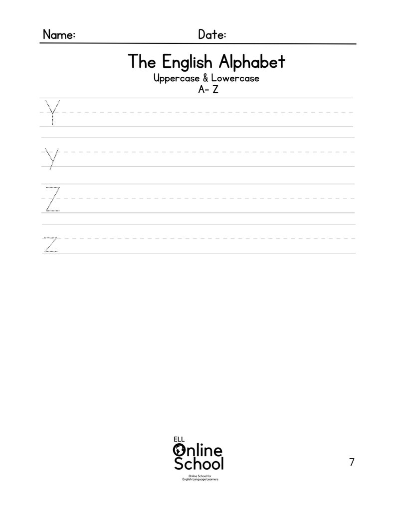 Practice Writing English Alphabet A-Z - Etsy