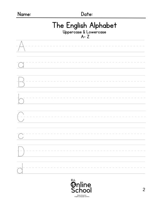English Handwriting Practice A To Z