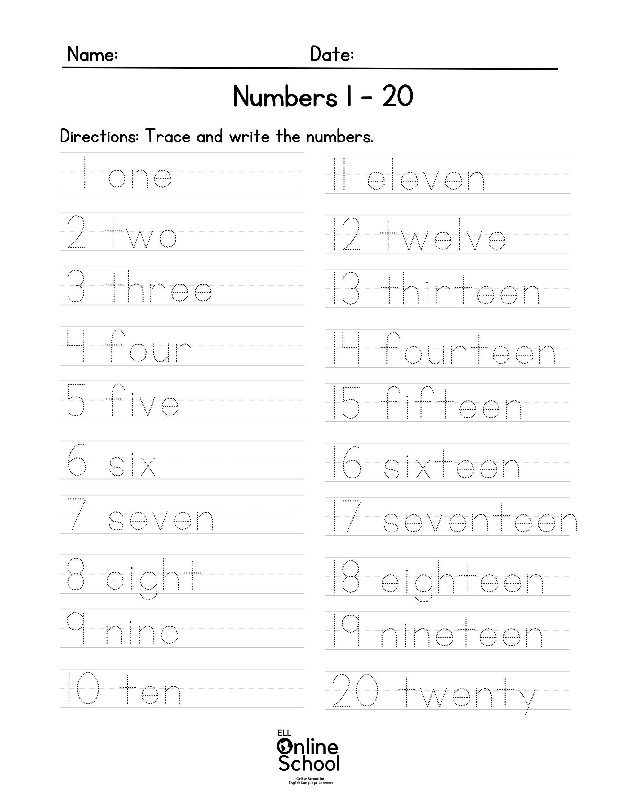 Practice Writing Numbers 1 20 - Etsy