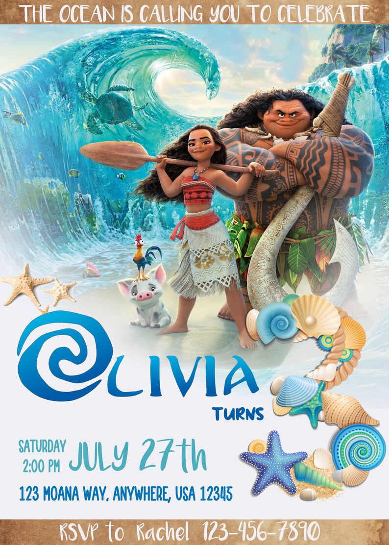 Moana Birthday Invitation Template - Etsy