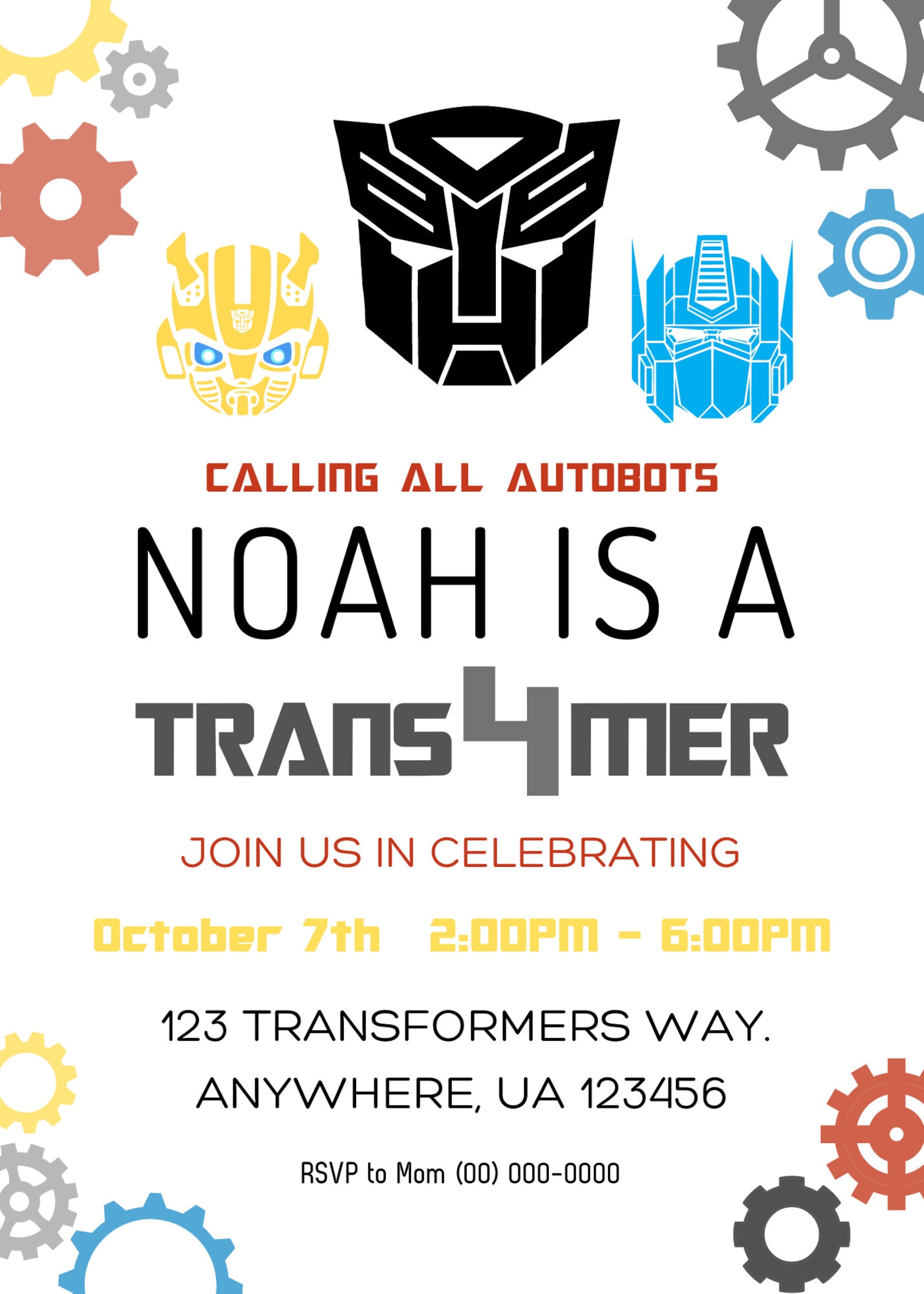 Transformers Birthday Invitation Template - Etsy