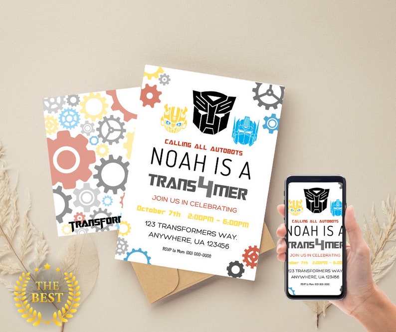 Transformers Birthday Invitation Template - Etsy
