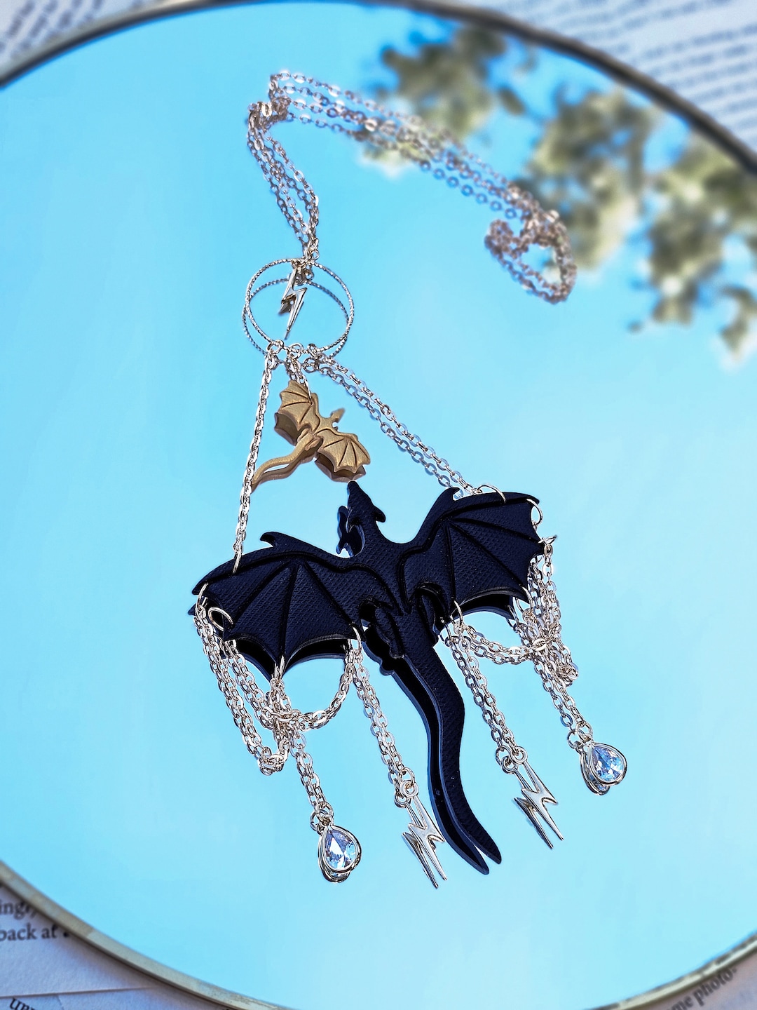 Dragon Car Charm: Fantasy Car Hanger With Crystals & Chains - Etsy