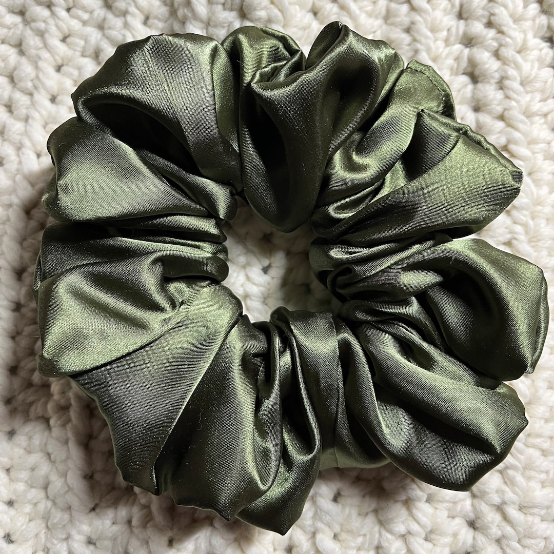 Olive Green Satin Scrunchies, Elegant Scrunchies, Wedding Gift ...