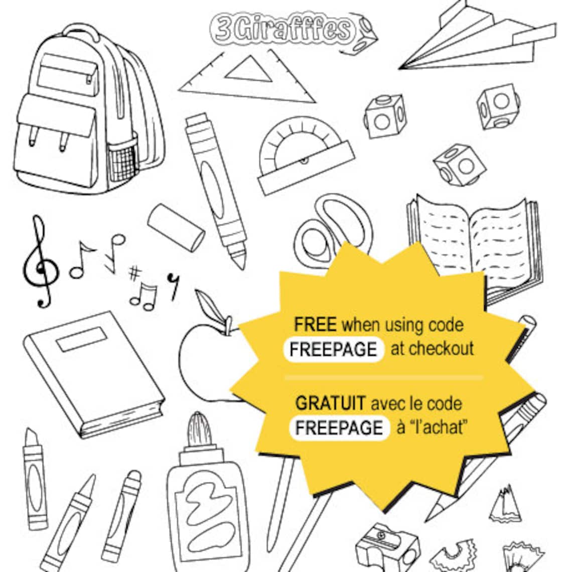 Back to School Colouring Page! / Page De Coloriage Pour La Rentrée ...