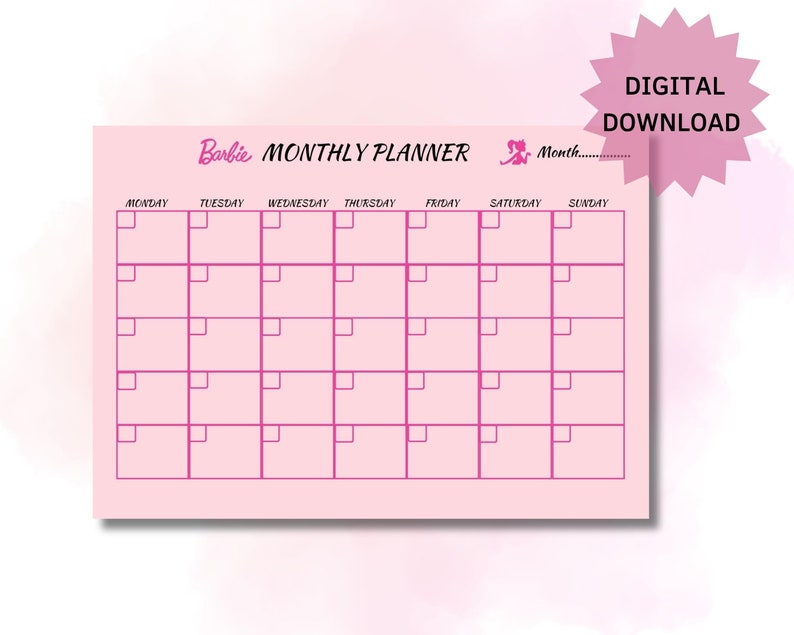 Barbie Digital Planner Bundle, Undated Daily Weekly Monthly Planner ...