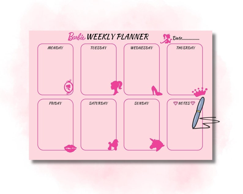Barbie Digital Planner Bundle, Undated Daily Weekly Monthly Planner ...