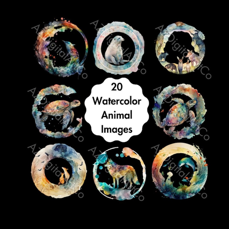 Watercolor Animals Clipart Water Color Animal Images in PNG - Etsy