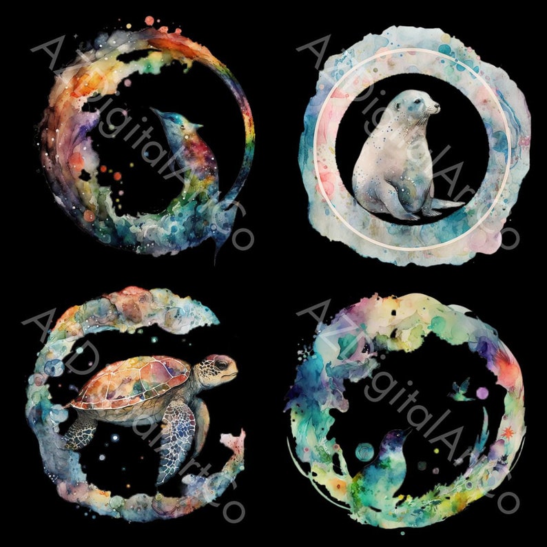 Watercolor Animals Clipart - Water Color Animal Images in PNG Format ...