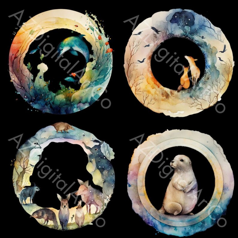 Watercolor Animals Clipart - Water Color Animal Images in PNG Format ...