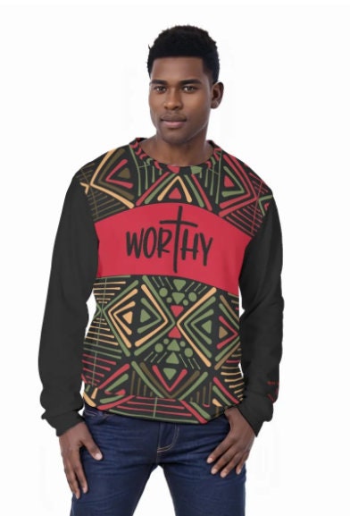 African Print, Kente Print Men's Sweatshirt, Religious, Christian ...