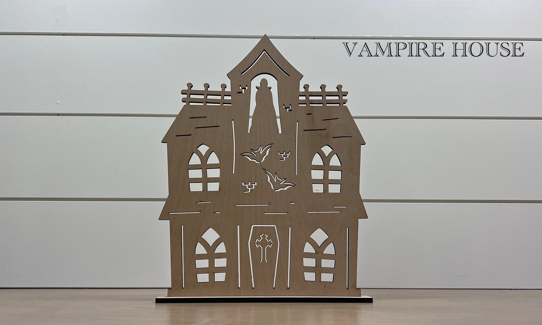 6", Halloween Haunted House Decor, Wood Haunted House Silhouette ...