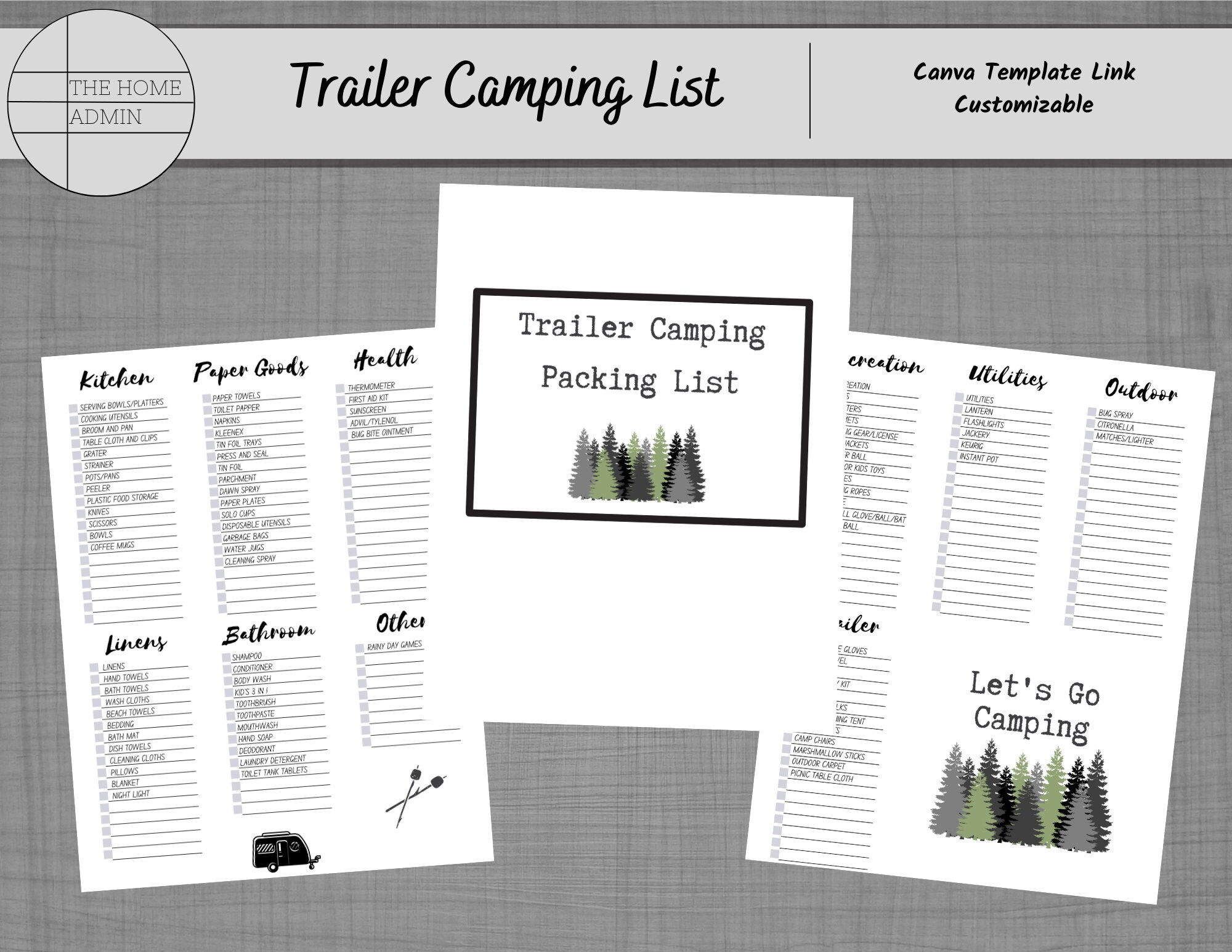 Canva Template for Trailer Camping - Pre Made, Customizable Packing ...
