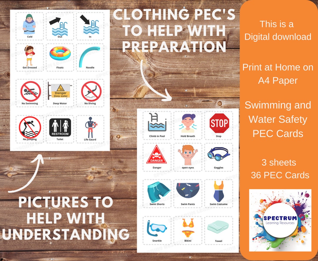 36 Swimming Pec Cards School Holidays Safety Routine - Etsy