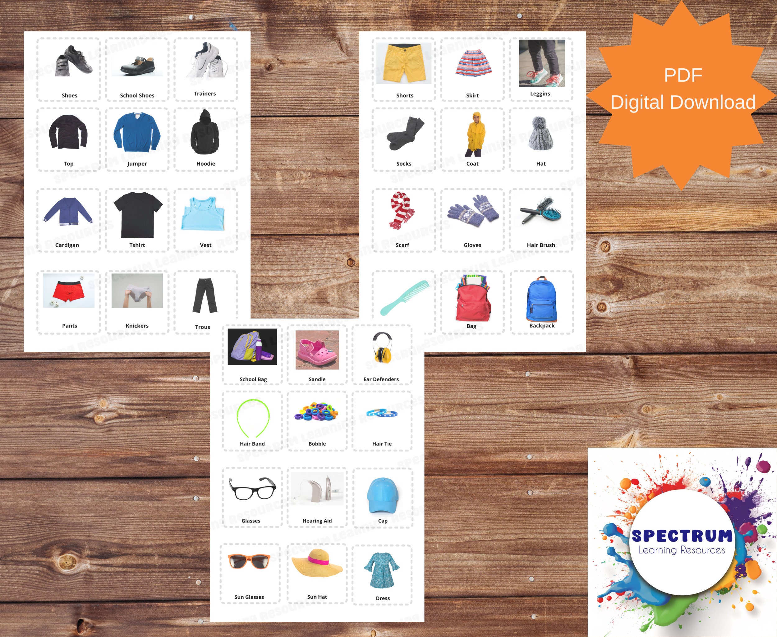 Clothing PEC Cards Visual Aid Speech Therapy Routine School Dressed ...