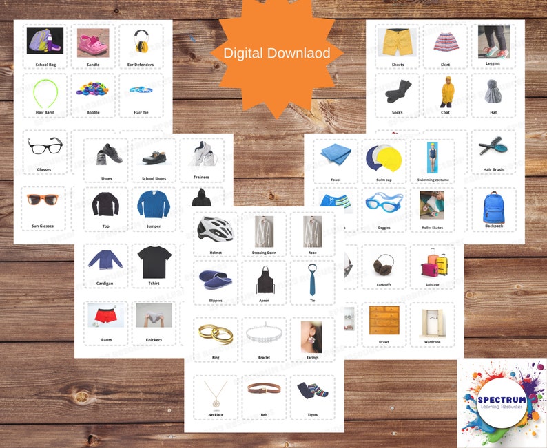 Clothing PEC Cards Visual Aid Speech Therapy Routine School Dressed ...