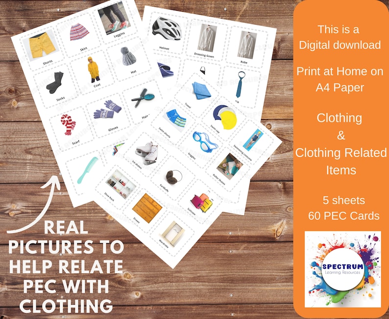 Clothing PEC Cards Visual Aid Speech Therapy Routine School Dressed ...