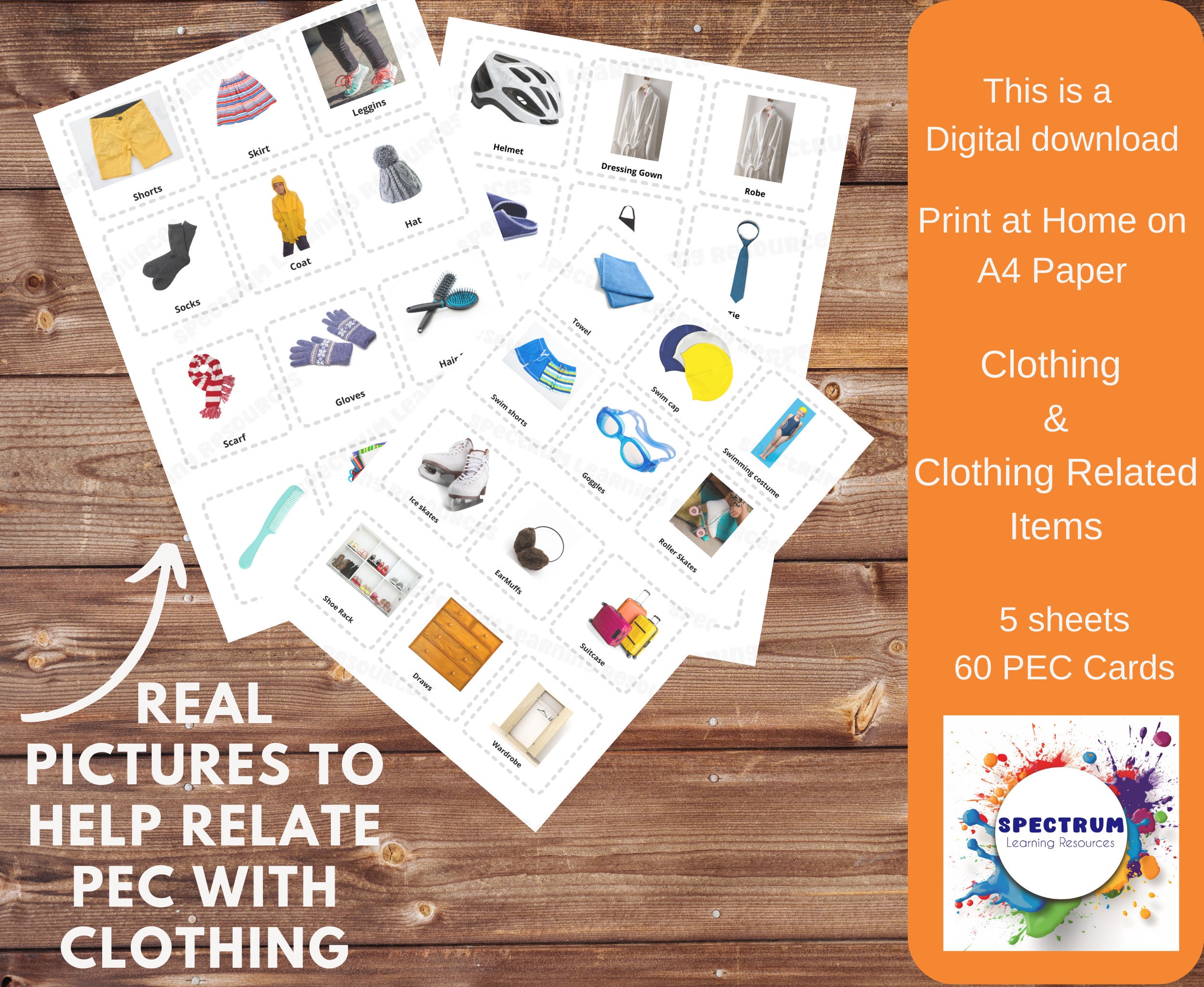 Clothing PEC Cards Visual Aid Speech Therapy Routine School Dressed ...