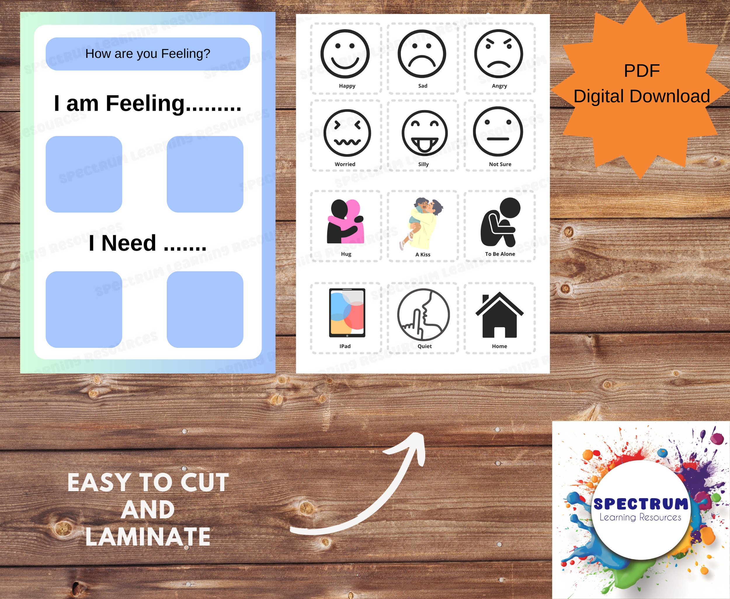 Feeling PEC Cards and Board Emotions Needs Communication Aid Therapy ...