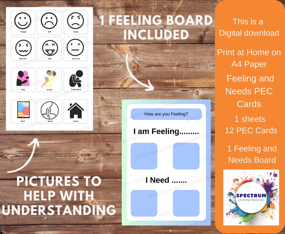 Feeling PEC Cards and Board Emotions Needs Communication Aid Therapy ...