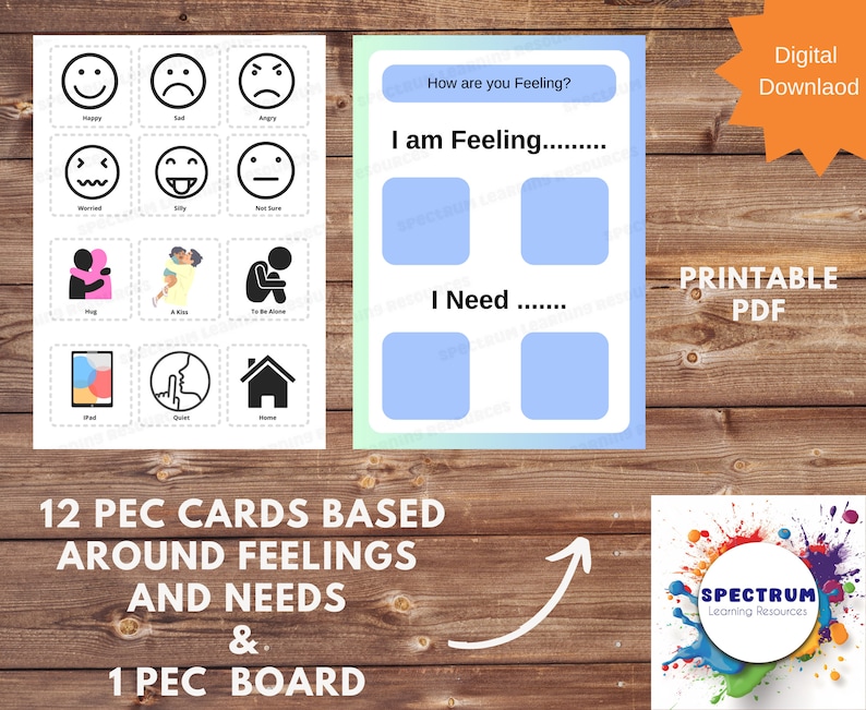 Feeling PEC Cards and Board Emotions Needs Communication Aid Therapy ...