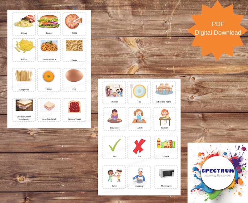 Food PEC Cards Real Photos choice Boards Now and Next Board Autism ...