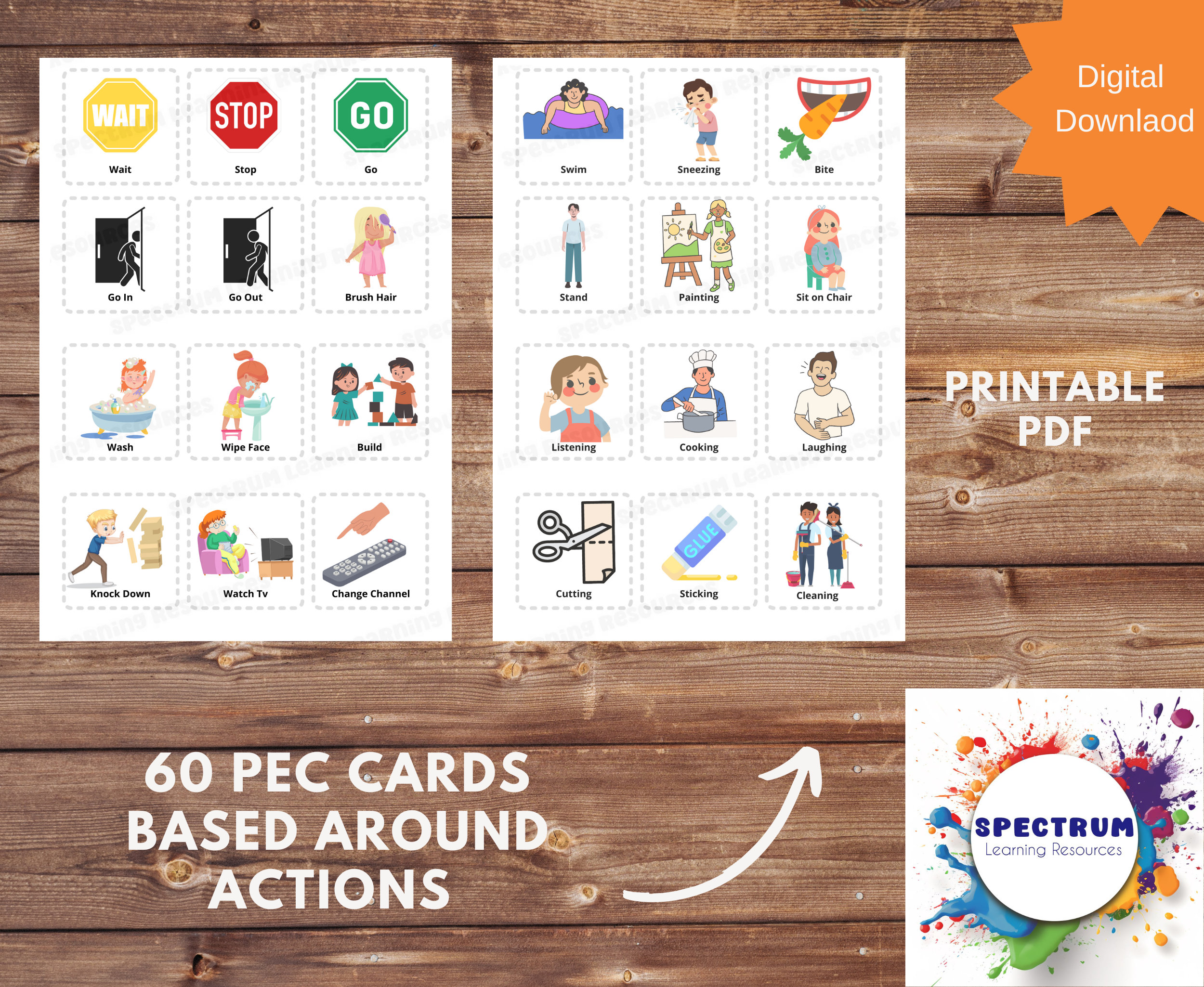 PEC Action Cards Communication Speech Therapy ASD Materials Picture ...