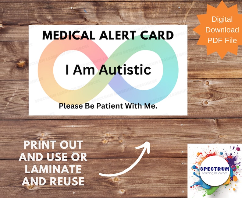 Autism Card Medical Emergency ID Card Autistic Alert Card - Etsy Australia
