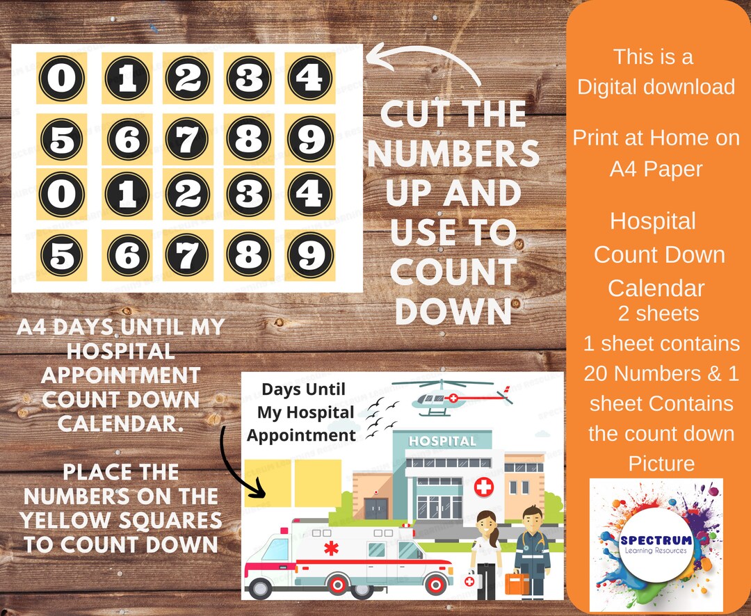 Countdown Calendar Hospital Appointment Days Till Autism Visual Aids ...