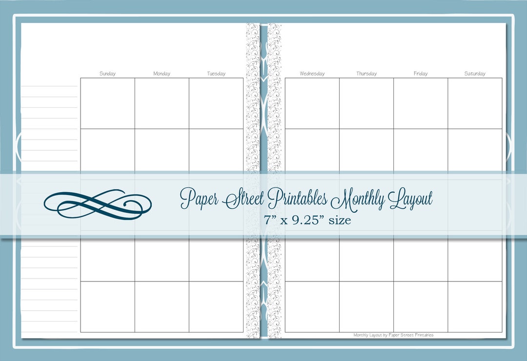 Monthly Layout for a 7x9.25 Inch Planner - Etsy